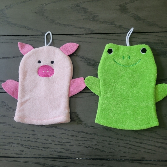 Bath | Terry Cloth Bath Puppet Set Frog And Pig | Poshmark
